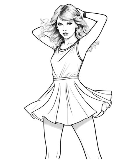 Taylor Swift Cartoon Colouring In Pages Etsy