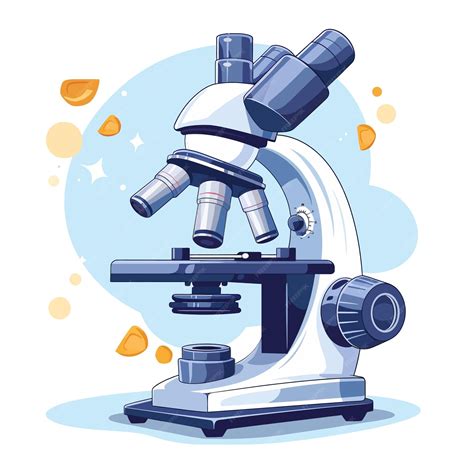 Un Dibujo De Un Microscopio Con Un Fondo Azul Y Una Imagen De Un