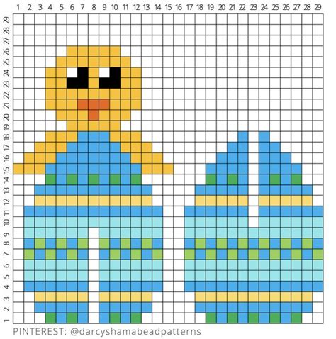 3d Easter Chick Pattern 29x29 Blue Hama Beads Craft
