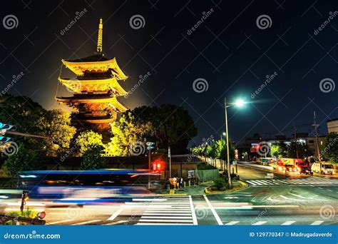Illuminated Toji Temple In Kyoto Japan Editorial Photography Image
