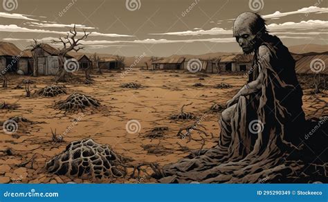 Famine Figure A Stylized Illustration Of A Person Emaciated By Hunger