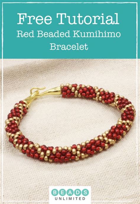 Free Instructions Red Beaded Kumihimo Kumihimo Bracelets Kumihimo