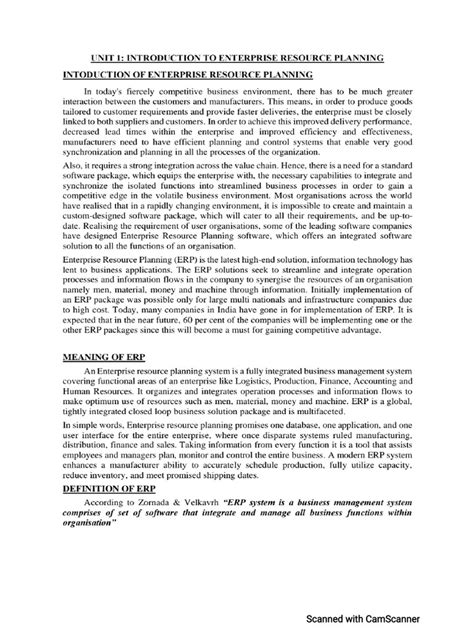 Erp Unit 1 Pdf