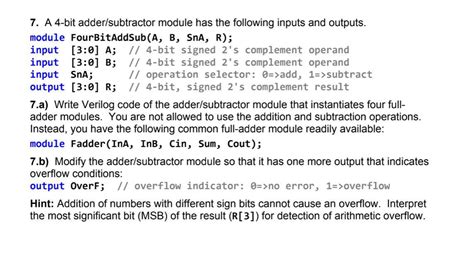 Solved A Bit Adder Subtractor Module Has The Following Chegg