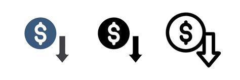 Dollar With Arrow Down Icon Representing Rate Decrease Price Drop Or Declining Value In