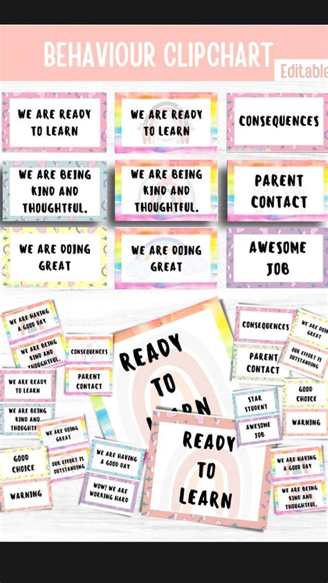 Behavior Clip Chart Teaching Resources Editable Classroom Posters