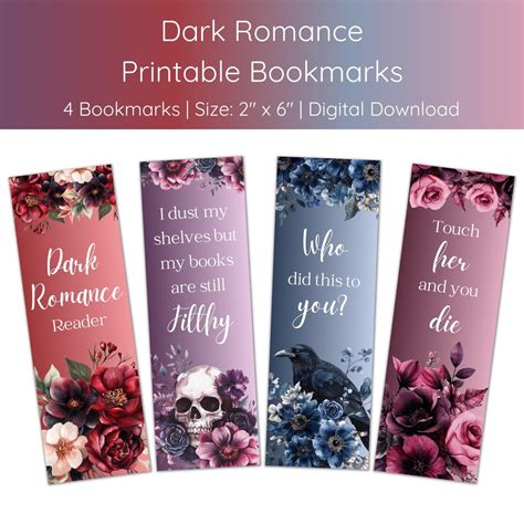 Dark Romance Bookmarks Romance Book Merch Book Worm T Bookmark