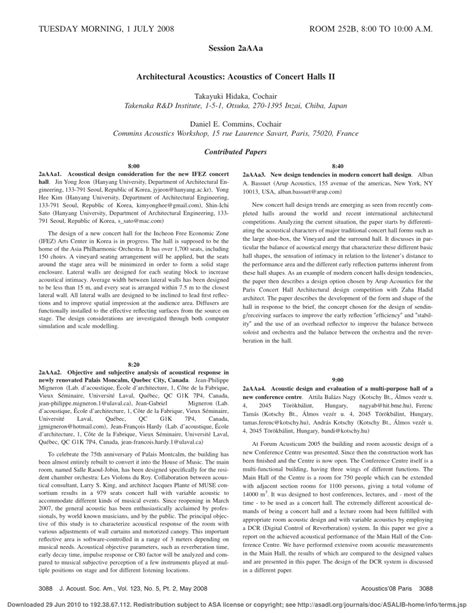 Pdf Relationship Between Room Shape And Acoustics Of Rectangular Concert Halls