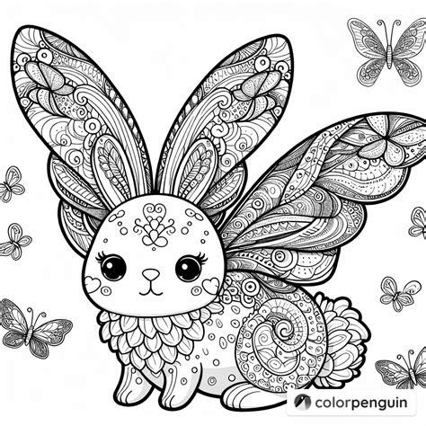 Bunny With Butterfly Wings Coloring Page Free Printable