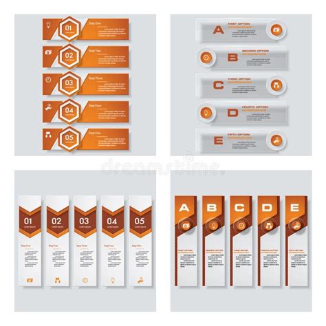 Collection Of 4 Orange Color Template Graphic Or Website Layout Vector Background Stock