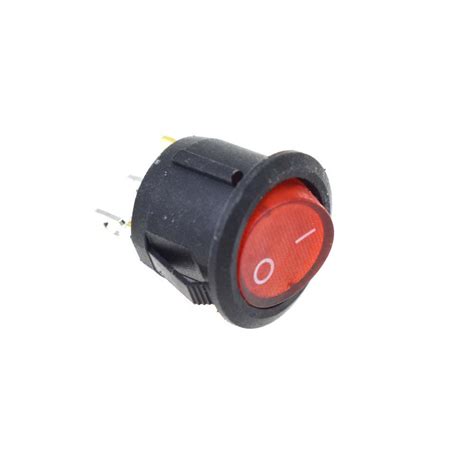 Mini 3pin Round Push Button Switch On Off Spdt Rocker Switch Red Led Light Indicate Embedded 6a