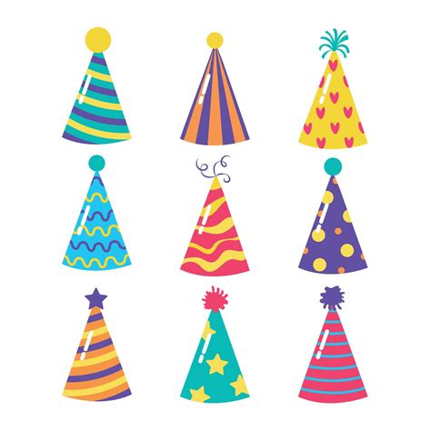 Set Of Colored Birthday Hats Isolated On A White Background Vector