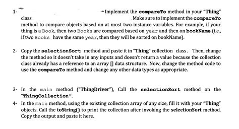 1− Implement The Compareto Method In Your Thing
