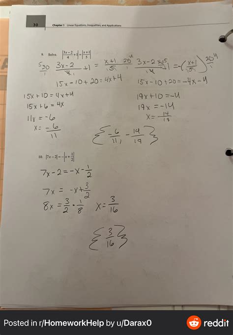 [intermediate Algebra] Equations With 2 Absolute Values R Homeworkhelp