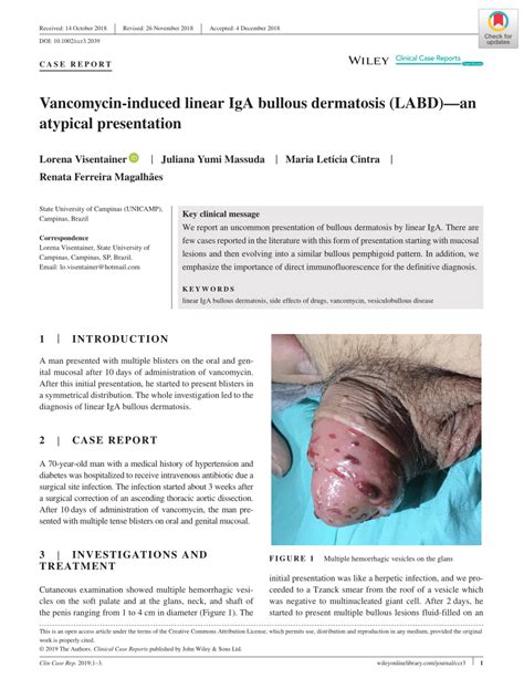 Pdf Vancomycin‐induced Linear Iga Bullous Dermatosis Labd—an Atypical Presentation