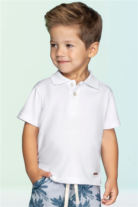 Camisa Infantil Menino Polo Lisa Colorittá Branco Elian