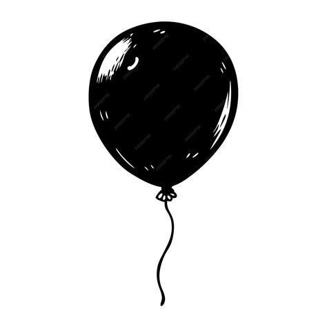 Monochrome Illustration Of A Floating Balloon With A String On A White Background Premium Ai