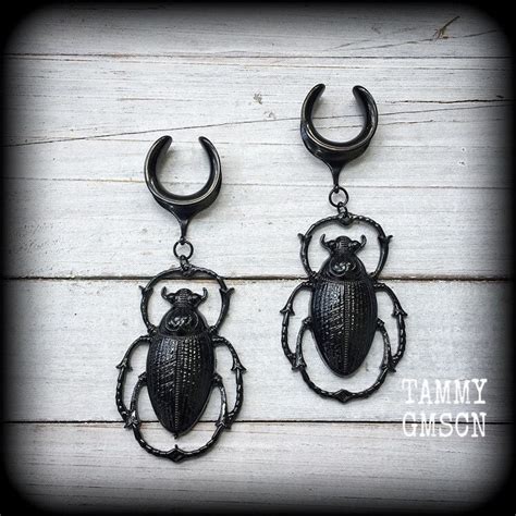 Scarab Beetle Ear Weights Scarab Beetle Earrings Insects Bugs Etsy