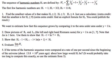 Solved The Sequence Of Harmonic Numbers H Are Defined By