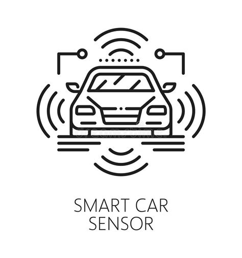Smart Car Detection Smart Sensor Line Icon Stock Illustration