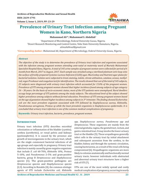 Pdf Prevalence Of Urinary Tract Infection Among Pregnant Women In