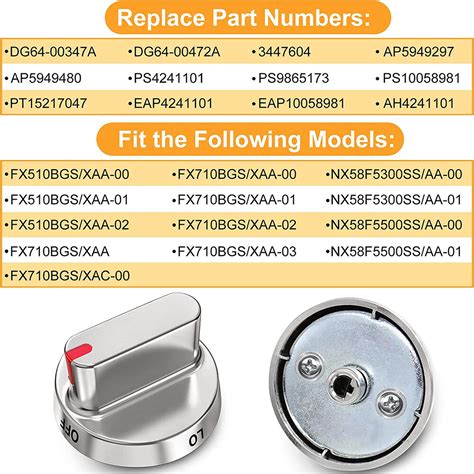 5pk Dg64 00472a Dg64 00347a Burner Knobs Fit For Samsung Gas Range Oven