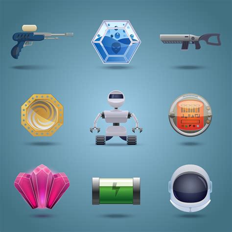 Space Game Icons Vector Art At Vecteezy