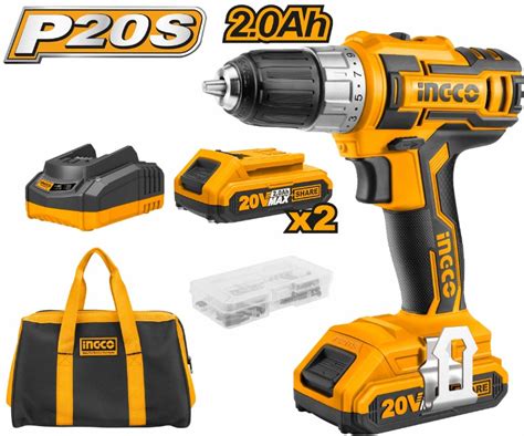 Taladro Ingco Inalambrico 20v 2 Bat Y Cargador Cbolso Cdli2002 C