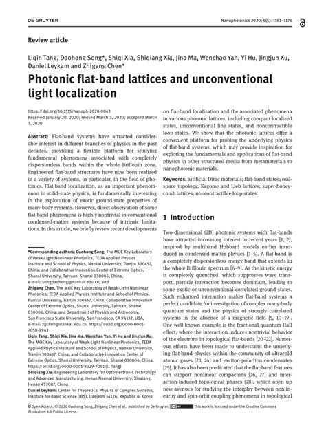 Pdf Photonic Flat Band Lattices And Unconventional Light Localization