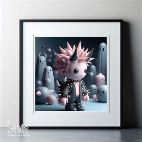 Grimlet Surreal Punk Cartoon Character Art Print Pastel Goth Decor