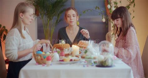 Positive Sisters Spending Easter Holidays At Home Stock Footage Video