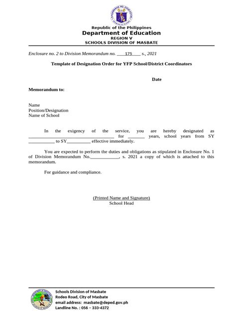 Designation Order Template Pdf