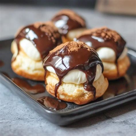 Delicious Traditional Profiteroles Filled With Vanilla Ice Cream Berecipe