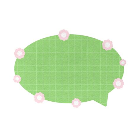 Cute Green And Pink Flowers Speech Bubble Paper Textured Text Bubble Dialogue Bubble Blank