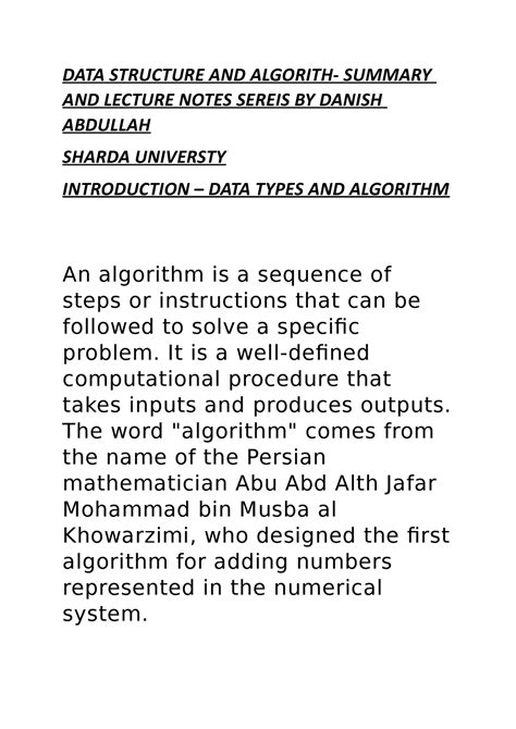 data structure and algorithm notes 1 data structure and algorith