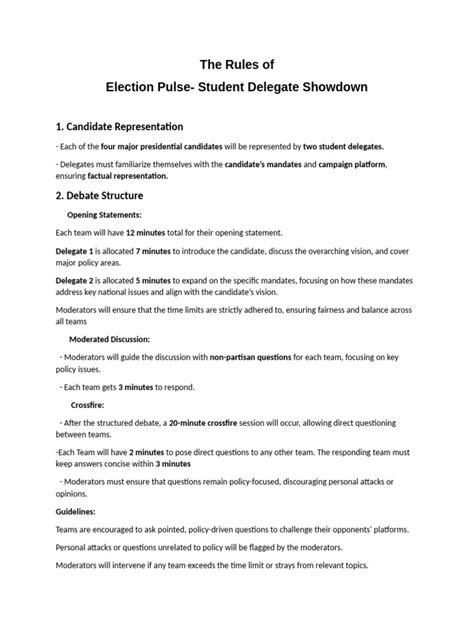 The Rules Of The Mock Presidential Debate Pdf