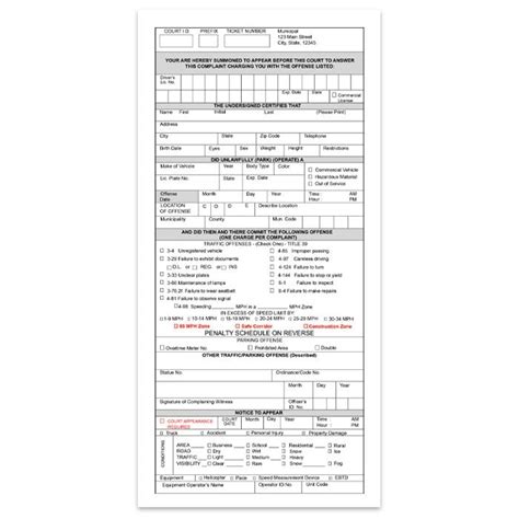 Police Citation Template