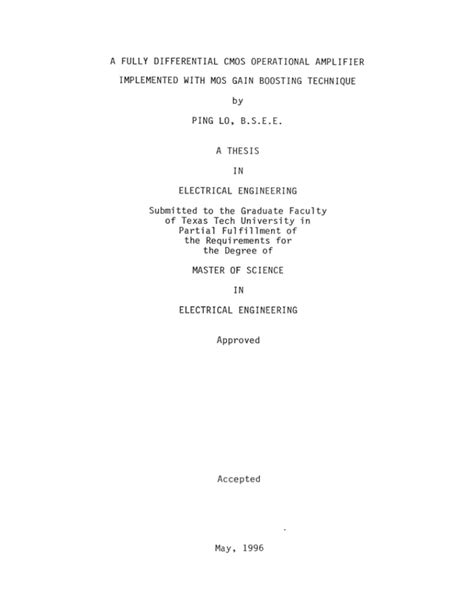 A Fully Differential Cmos Operational Amplifier