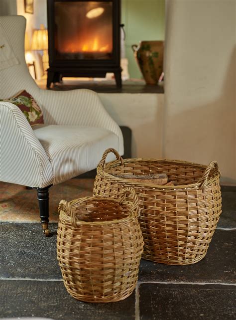 Handwoven Willow Log Basket Rowen And Wren