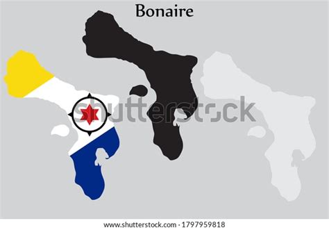 Bonaire Flag Map Shape Black Gray Stock Vector Royalty Free
