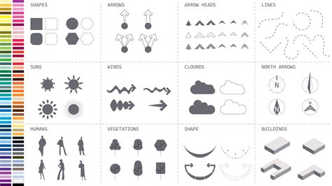 Architecture Site Analysis Symbol Icon Element Drawing Graphic Flat