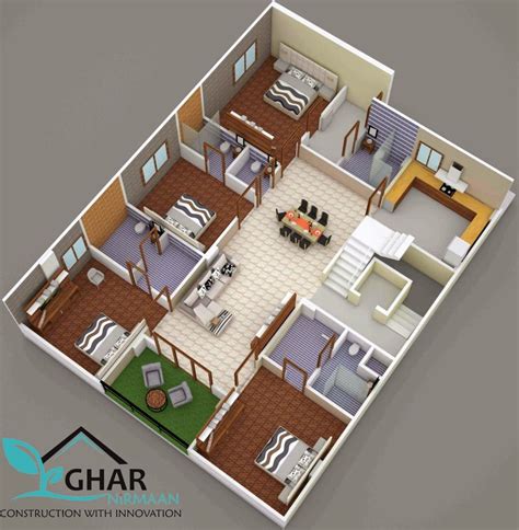 4bhk 3 D Floor Plan Best Floorplan Architectural Plan Hire A Make