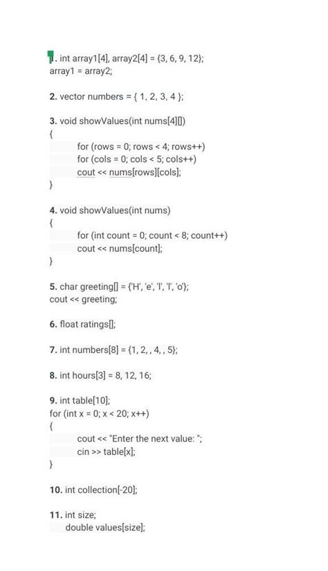 Solved Match Each Number To Its Error 1 The Size Declarator