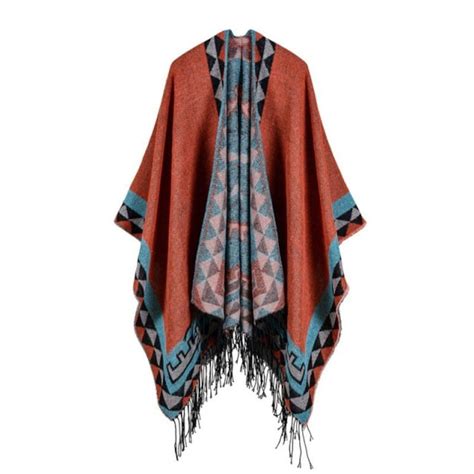 Southwest Shawl Poncho Native American Style Design One Size Fits