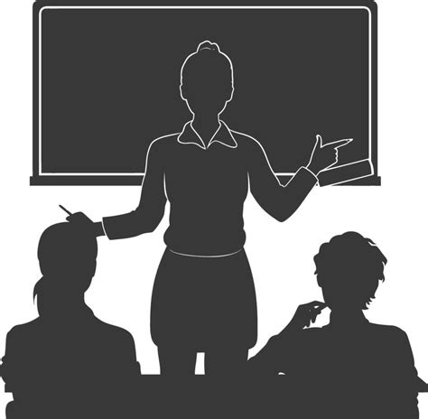 Silhouette Women School Teacher Teaching In Front Of Class 44446830