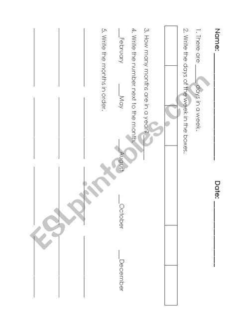 Months And Weeks Assessment Esl Worksheet By Ccontento