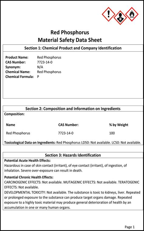 Msds Red Phosphorus P