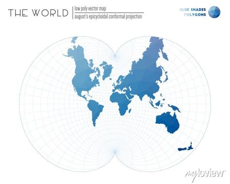 Polygonal Map Of The World Augusts Epicycloidal Conformal Projection