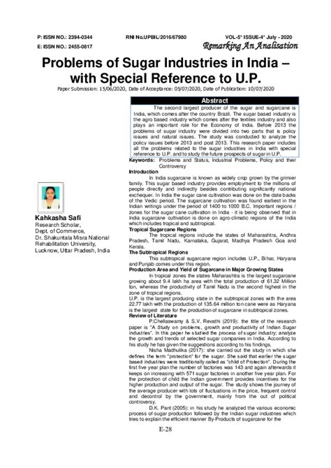 Pdf Problems Of Sugar Industries In India With Special Reference To U P