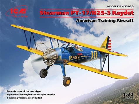 Icm 132 Stearman Pt 17n2s 3 Kaydet American Training Aircraft Plastic